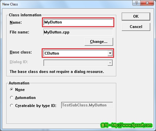 팁스소프트 > MFC/API 가이드 > [Tip] SubClassing을 사용하여 버튼 기능 확장하기